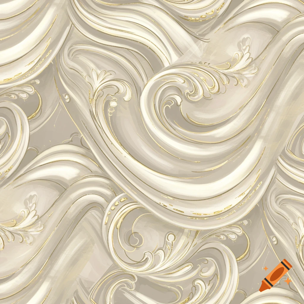 Seamless decorative pattern featuring flowing cream and beige ...