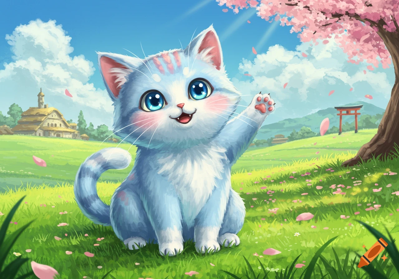 Mural+of+a+cat+and+cherry+blossom created on Craiyon