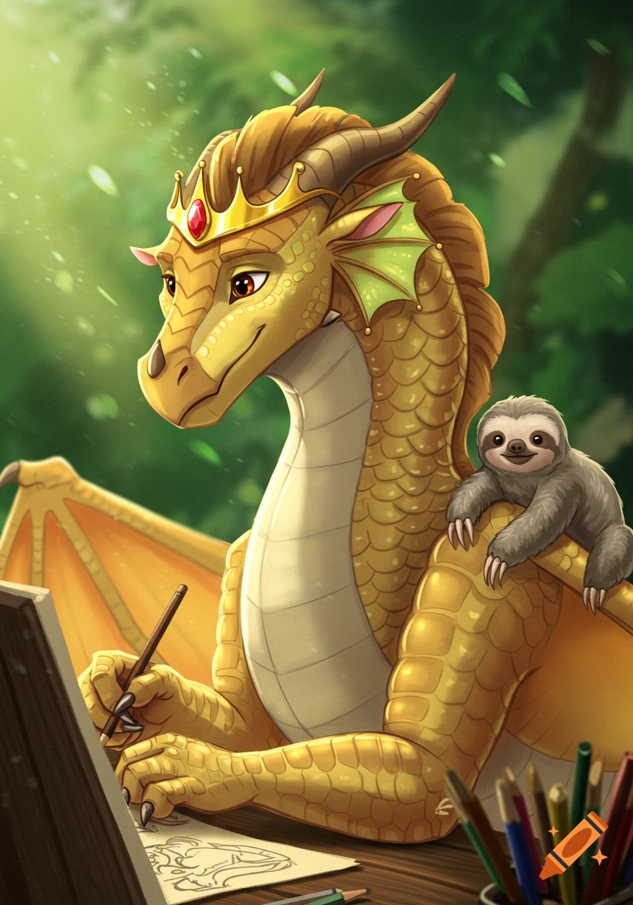 A friendly pastel illustration of a blue dragon and a white unicorn on ...