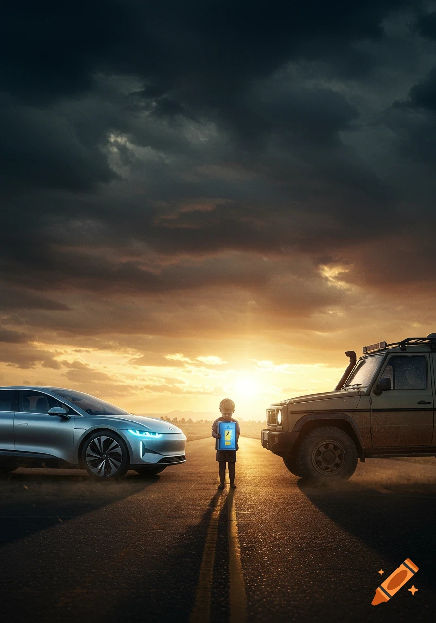 Chevy bolt on top of a pile of people on Craiyon