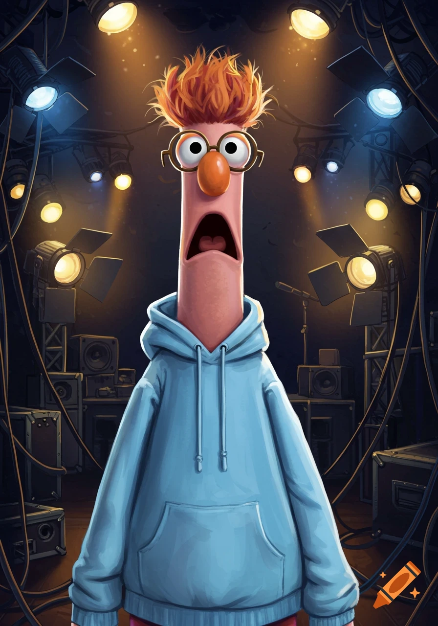 Beaker from the Muppets, with wild orange hair and glasses, looks ...
