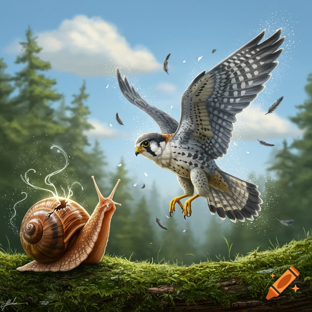 A stylized illustration shows a snail with a glowing, broken shell ...