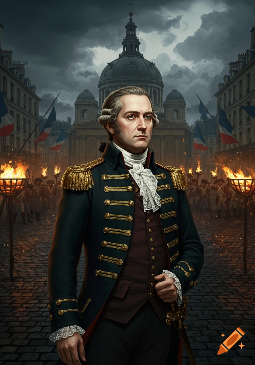 A dramatic portrait of a man in 18th-century military uniform, likely ...