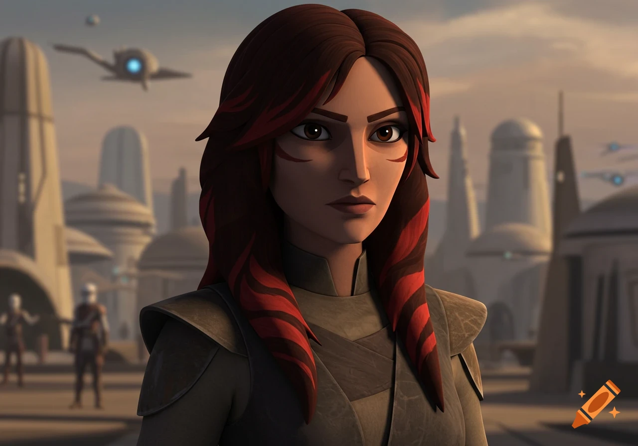 Animated woman with dark brown hair and red streaks in Star Wars The ...
