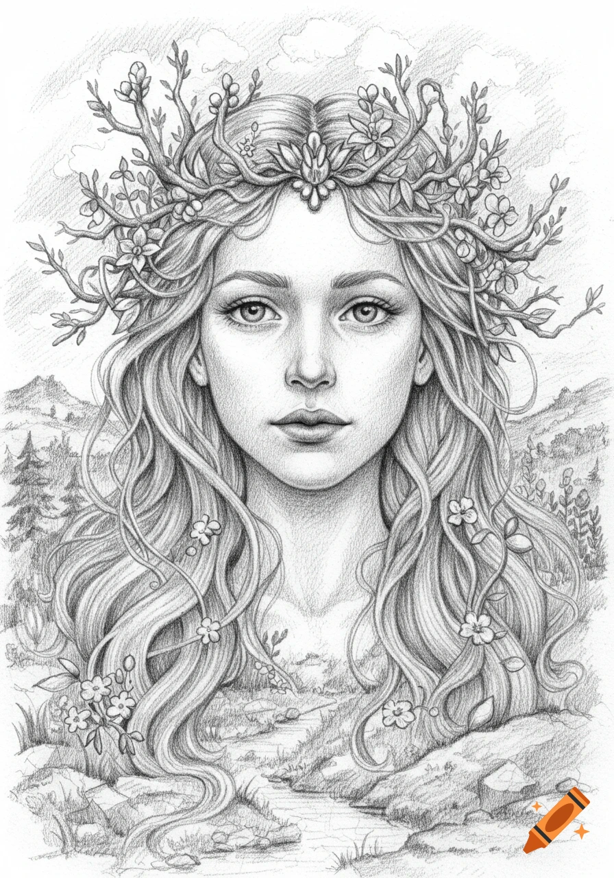 Illustration of a hobbit female in dusty rose on Craiyon