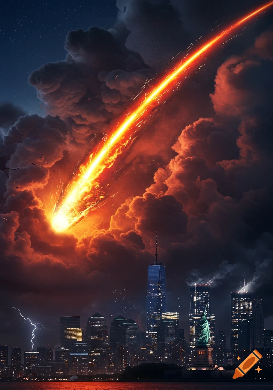 A dramatic scene of an earthquake destroying a city, with buildings ...