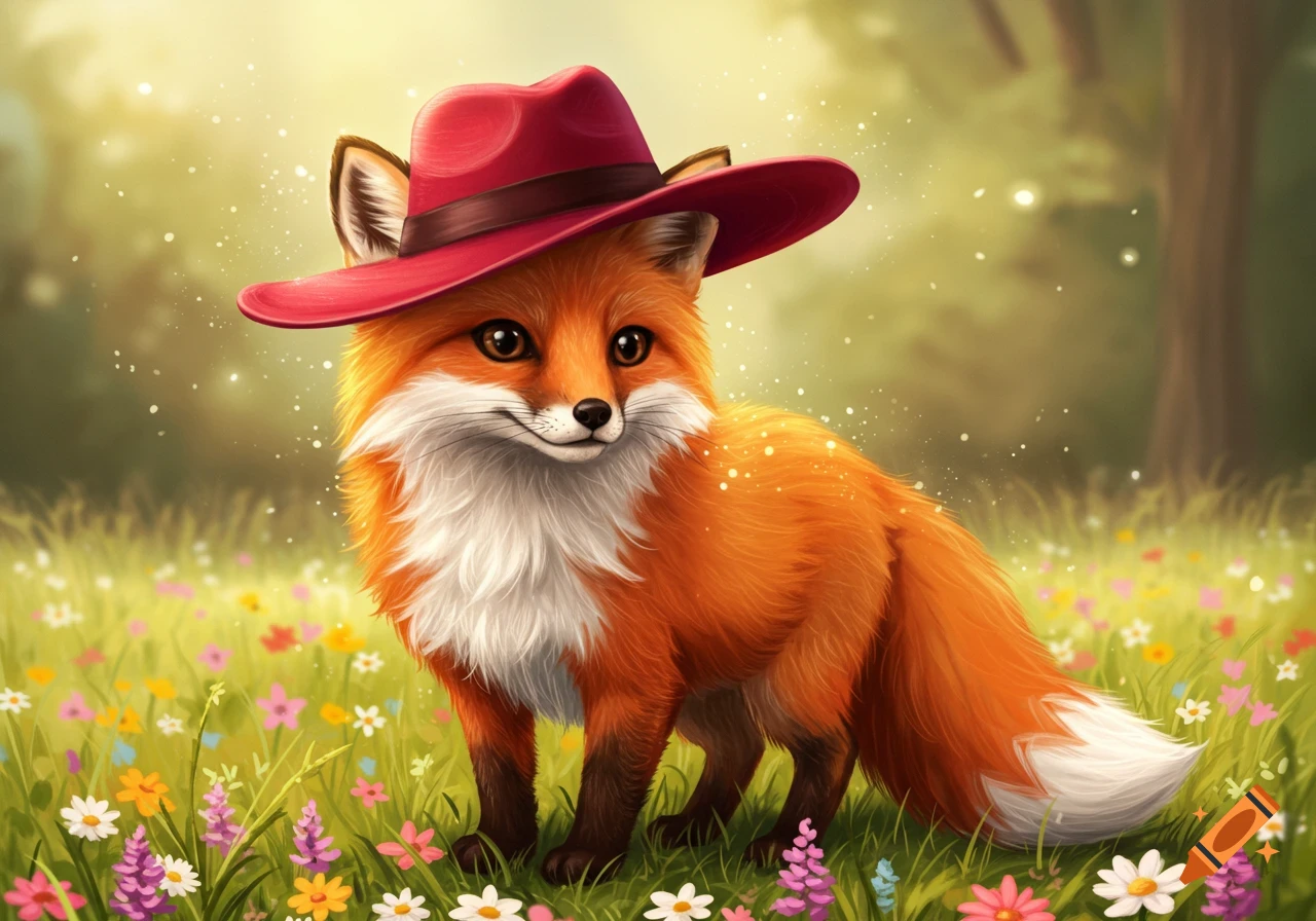 Cute cartoon fox splashing happily in a bright blue swimming pool, with ...