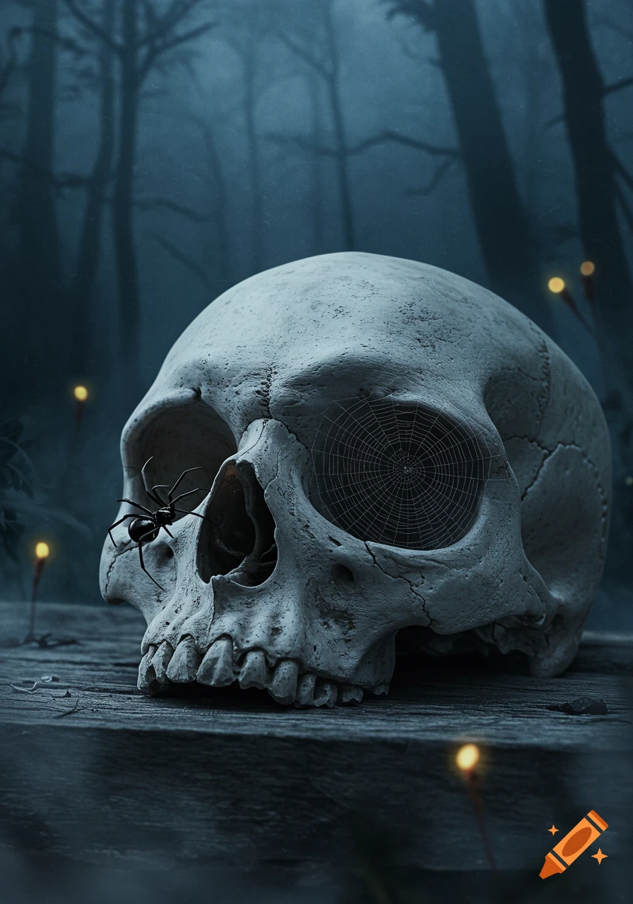 A grim, dark texture composed of countless human skulls intertwined ...