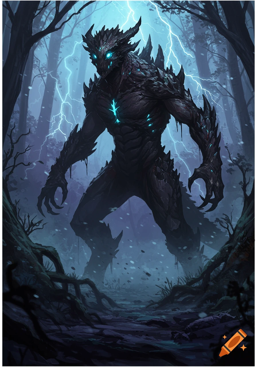 A digital illustration of a blue ice monster and a green plant monster ...