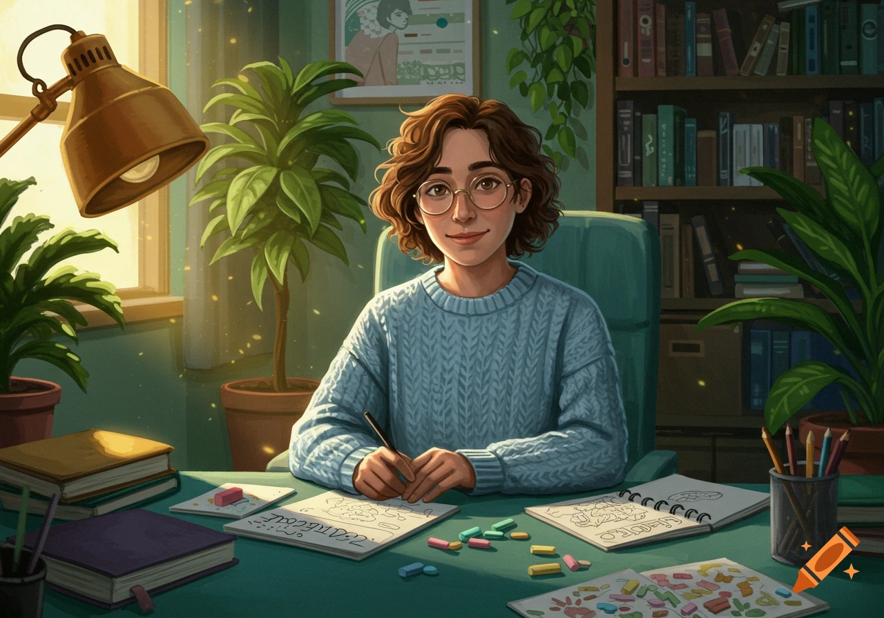 Digital illustration of a Muslim girl in a hijab gazing thoughtfully ...