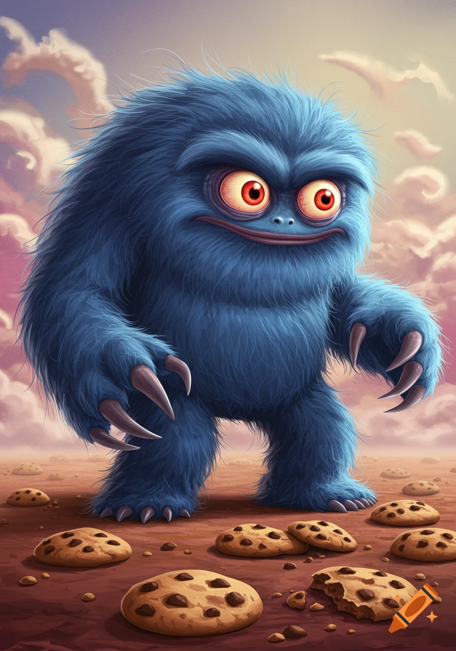 A round, cheerful character in a blue hat waves at a vibrant carnival ...