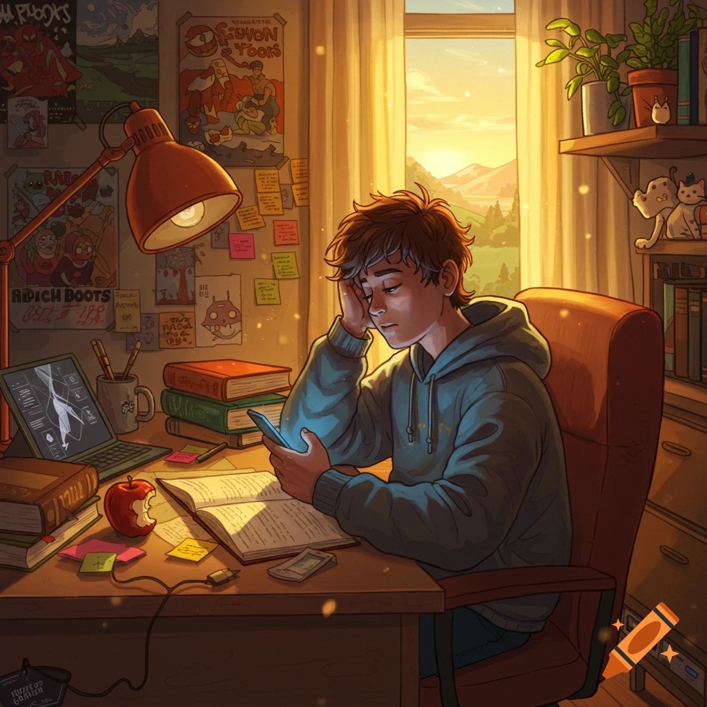 Anime character sitting in corner facing wall during timeout on Craiyon