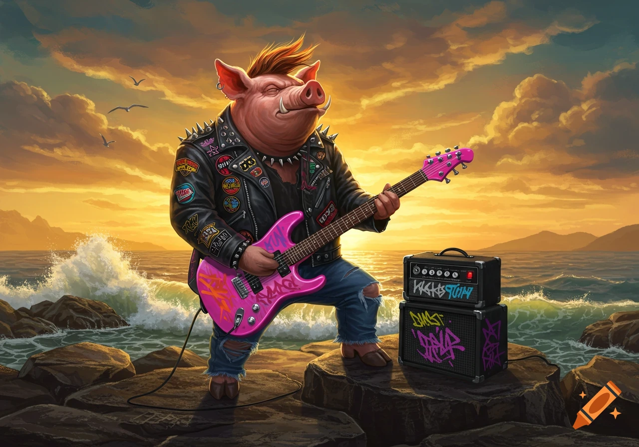 Cartoon punk rock band 'CHEFDENKER' performs on stage with confetti and ...