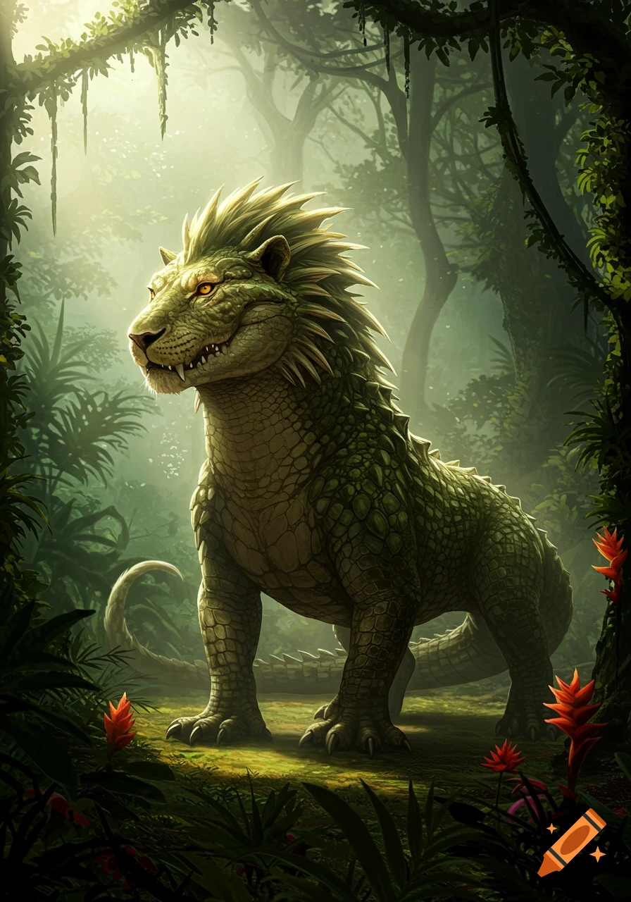 A close-up of a lizard-like creature with scaly skin and a spiky back ...