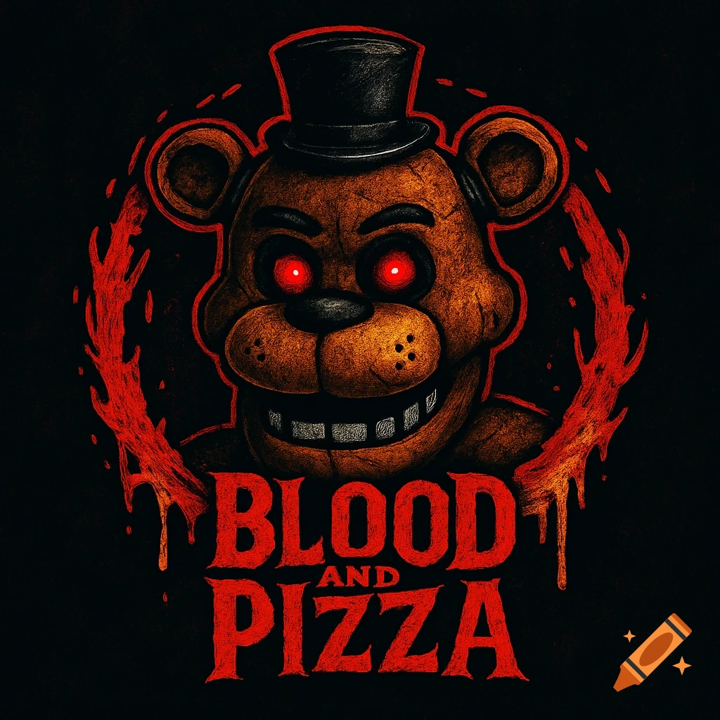 Stylized illustration of Freddy Fazbear with glowing red eyes, a top ...