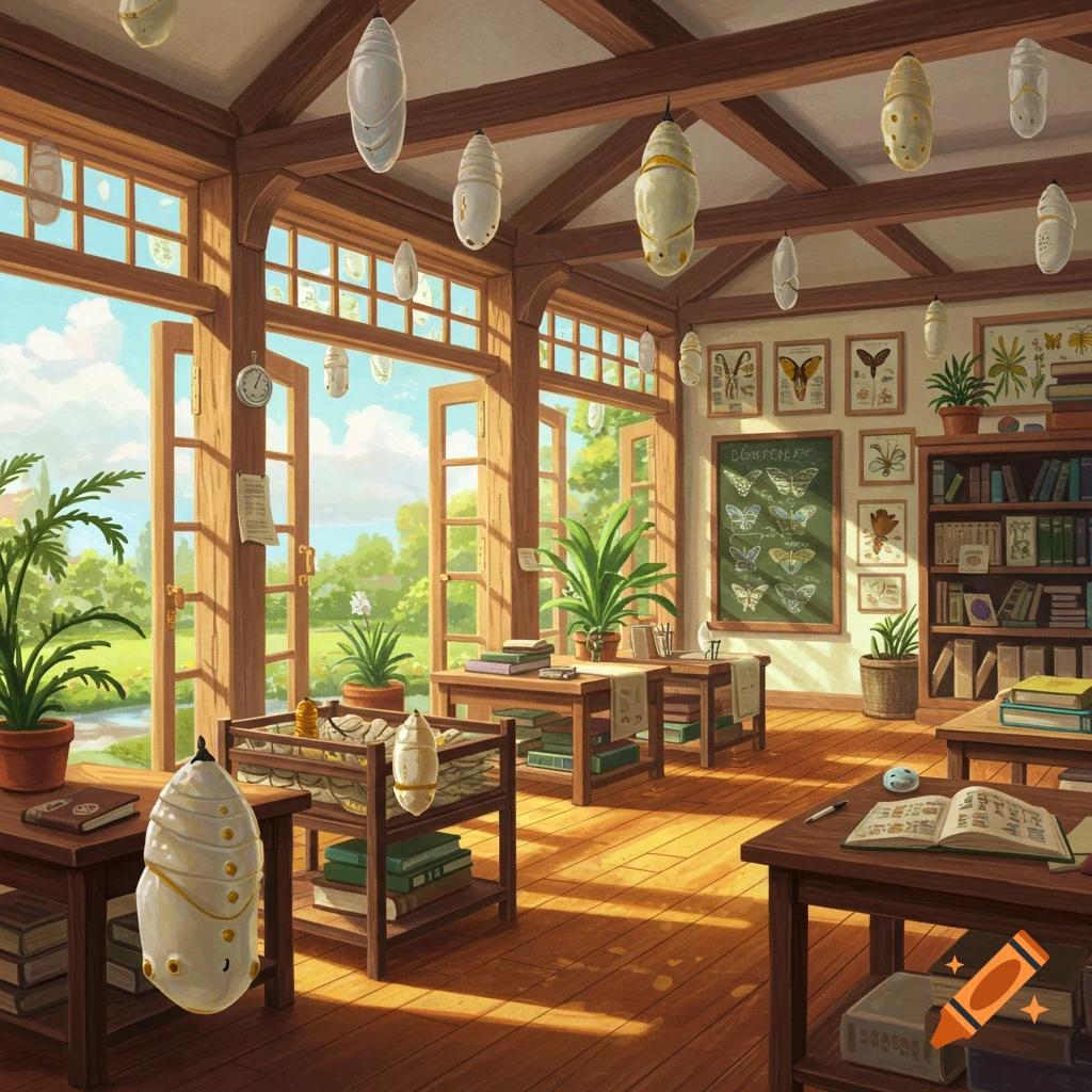 Anime+library+background created on Craiyon