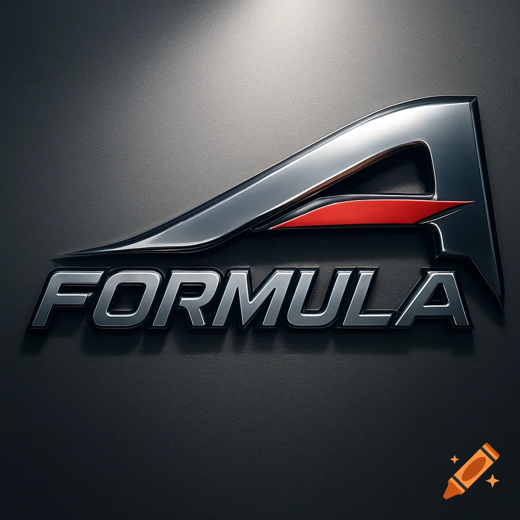 A shiny metallic silver camera aperture logo on a dark textured ...