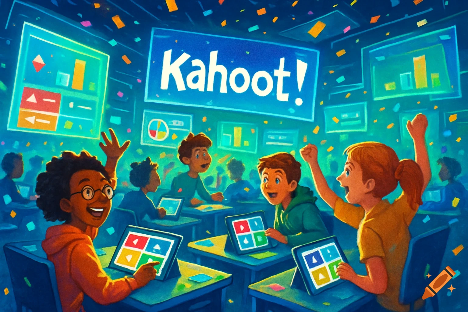 A diverse group of adults and children smiling and playing a board game ...