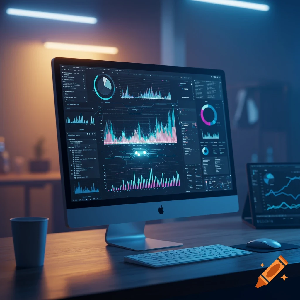 Complex stock market algorithms and index trends visualization on Craiyon