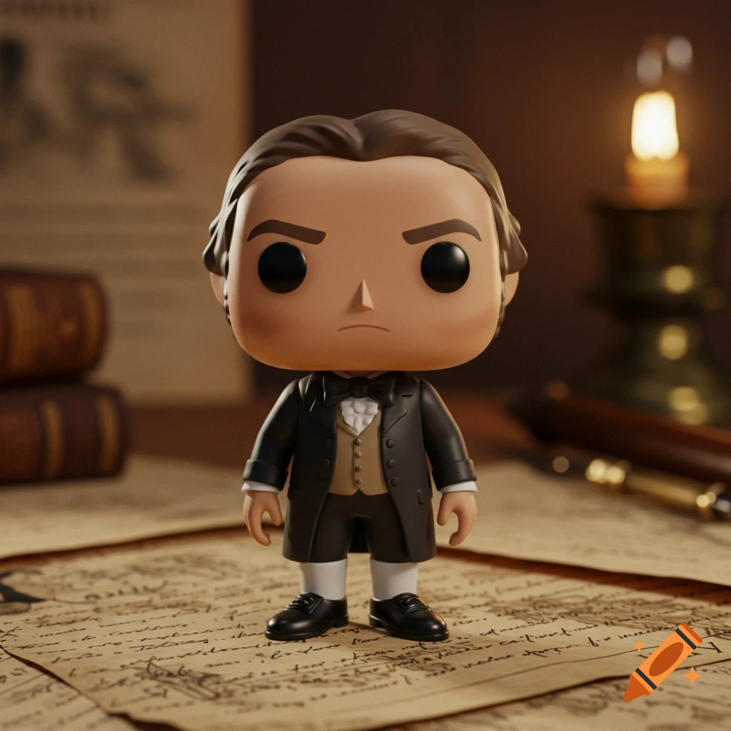 A Funko Pop figure resembling Henry Clay, dressed in a black coat and ...