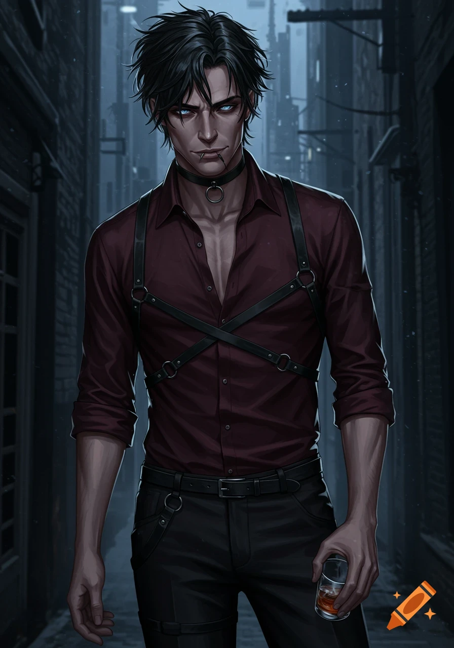 Two confident anime-style male characters stand in a brightly lit ...