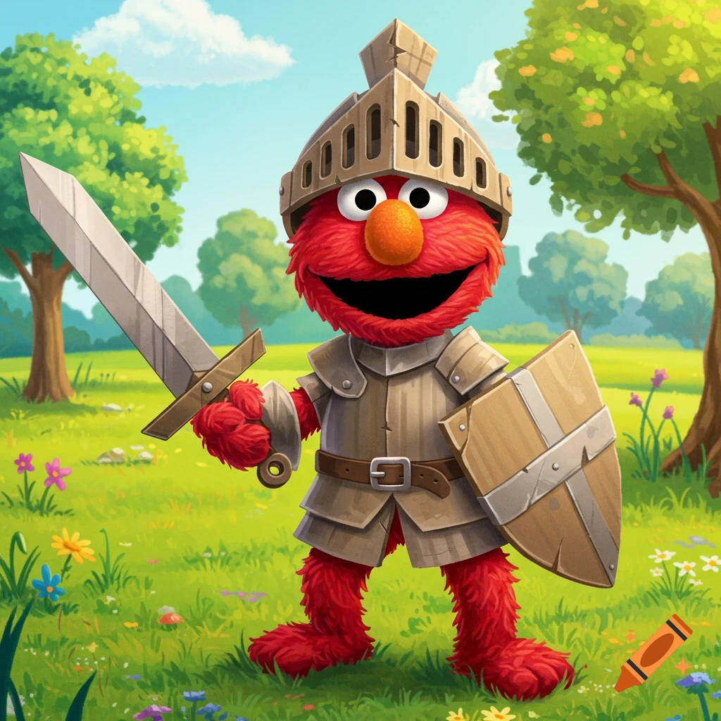 Ernie from Sesame Street dressed as an angelic figure in a white and ...