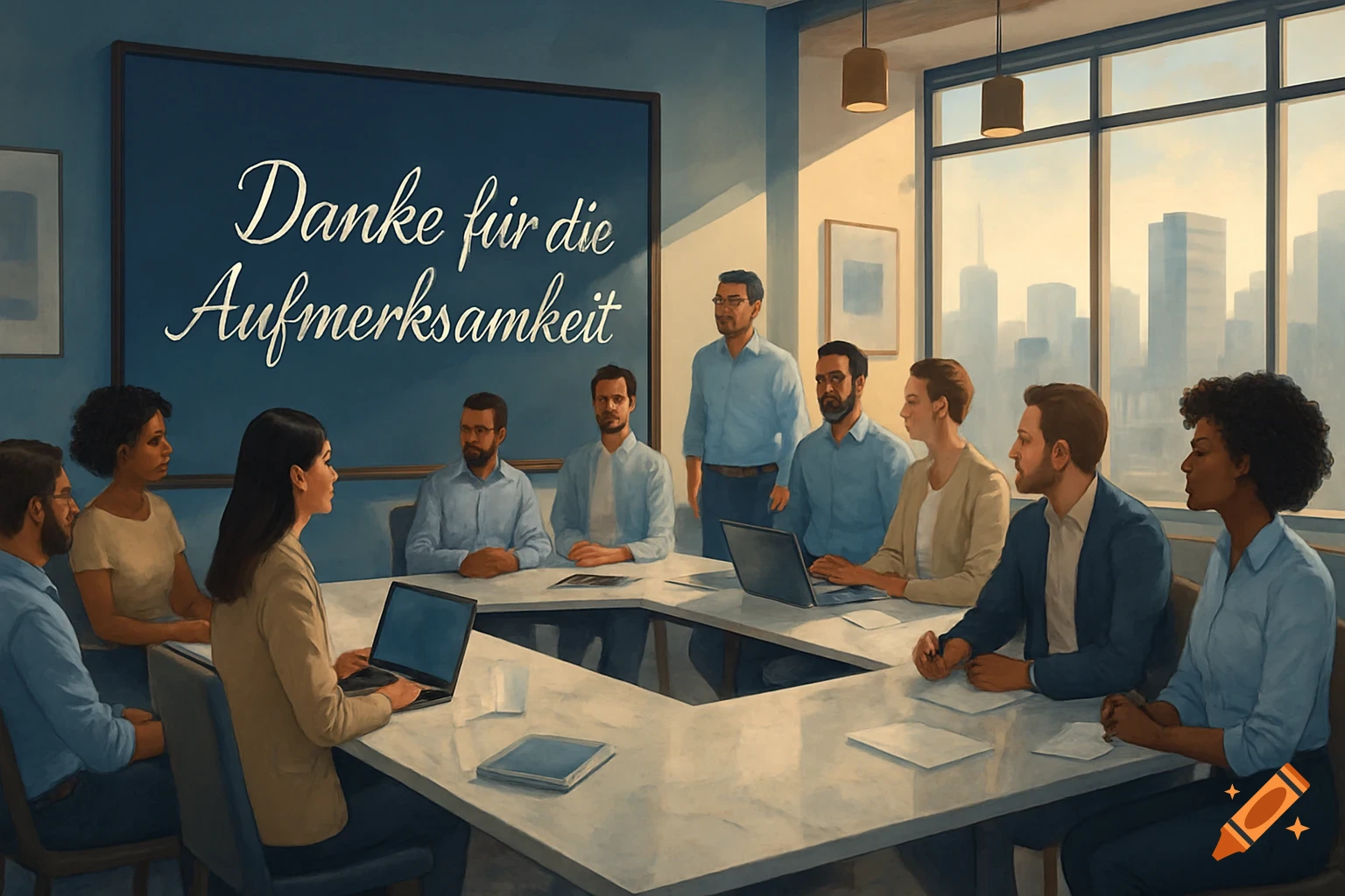 A vibrant, stylized cityscape at night with colorful fireworks, tall ...