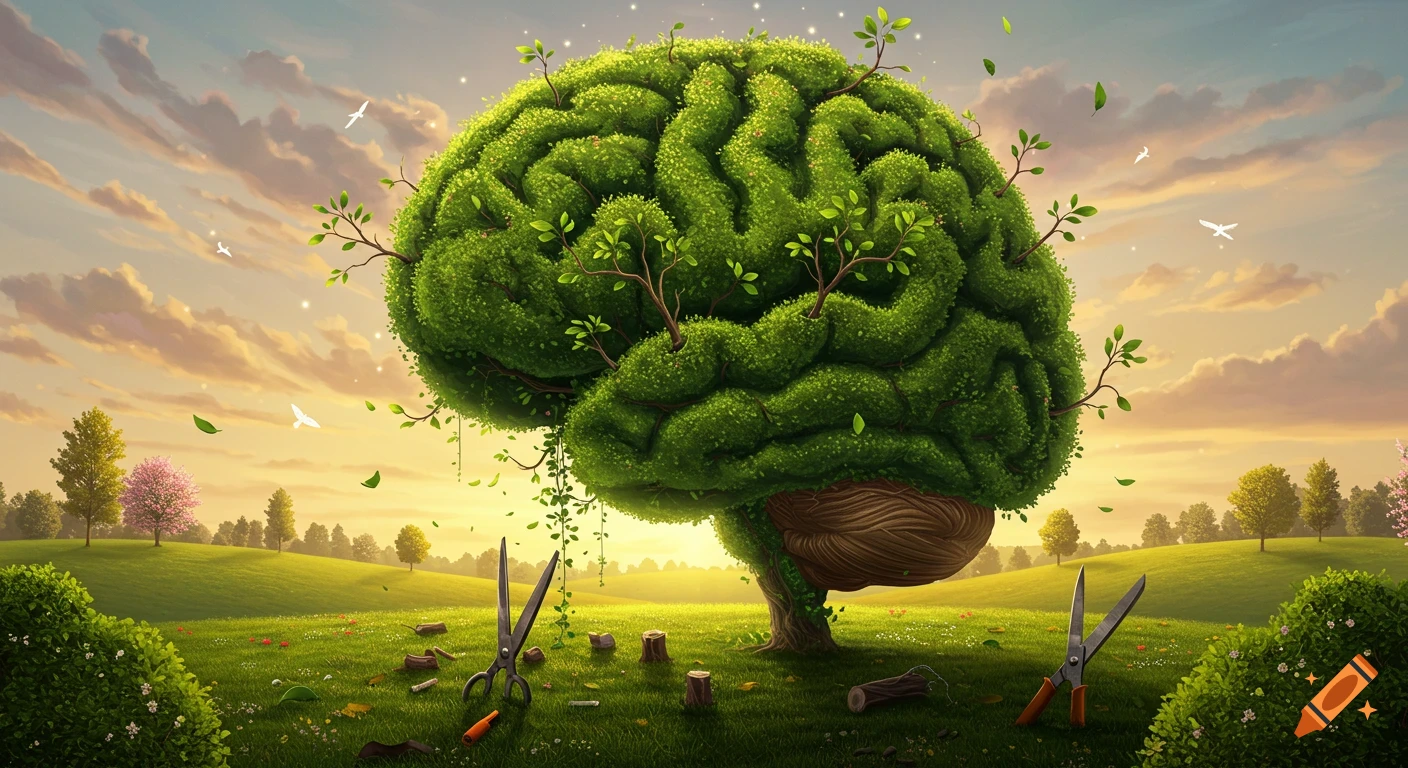 A vibrant fantasy forest with towering broccoli and colorful ...