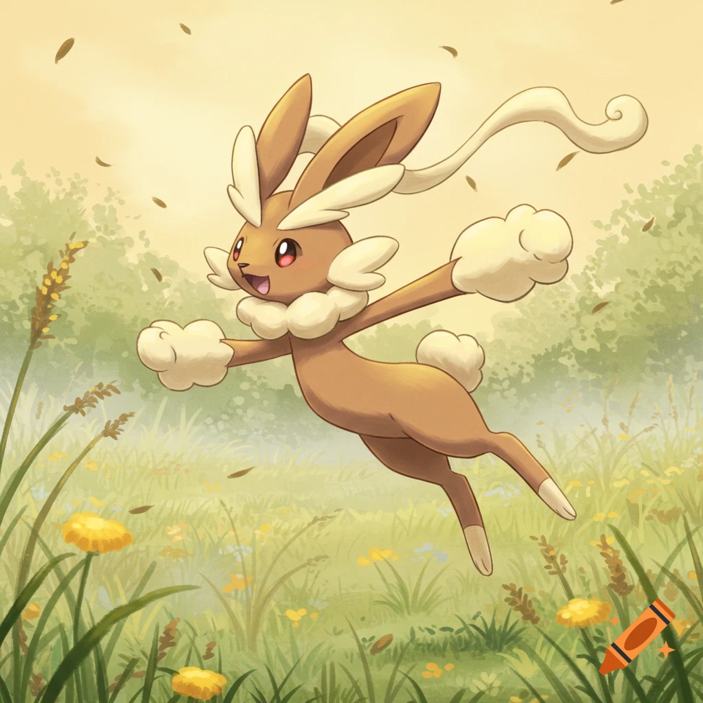 A fluffy orange bat-like creature with large ears, purple eyes, and ...