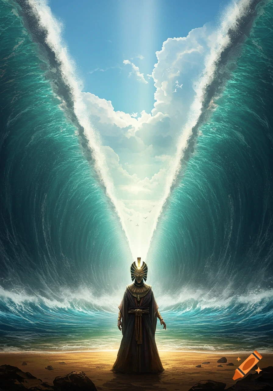 A large stone Moai head with white angelic wings and a glowing halo ...