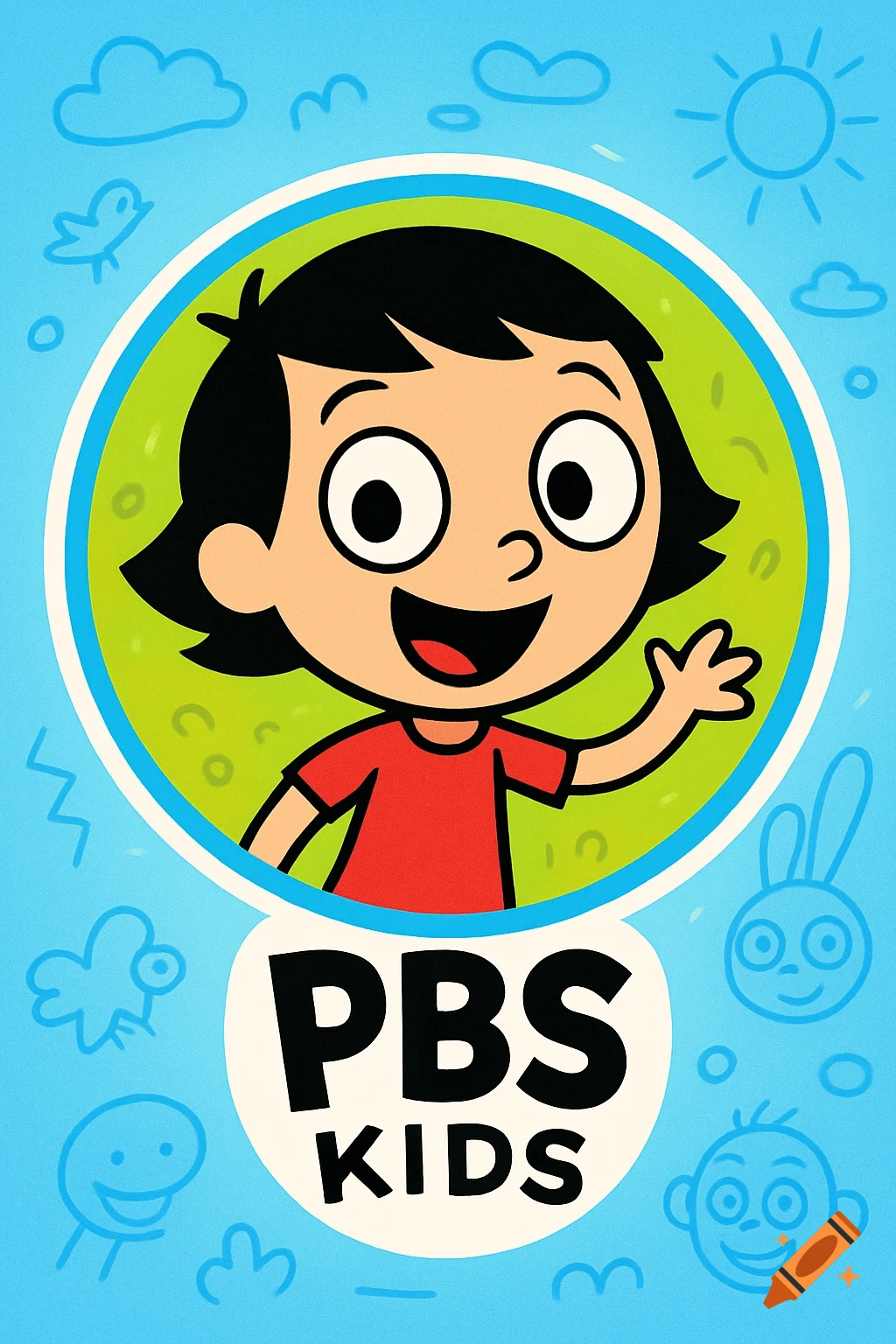 Cartoon PBS Kids Dot logo featuring a smiling child-like character with ...
