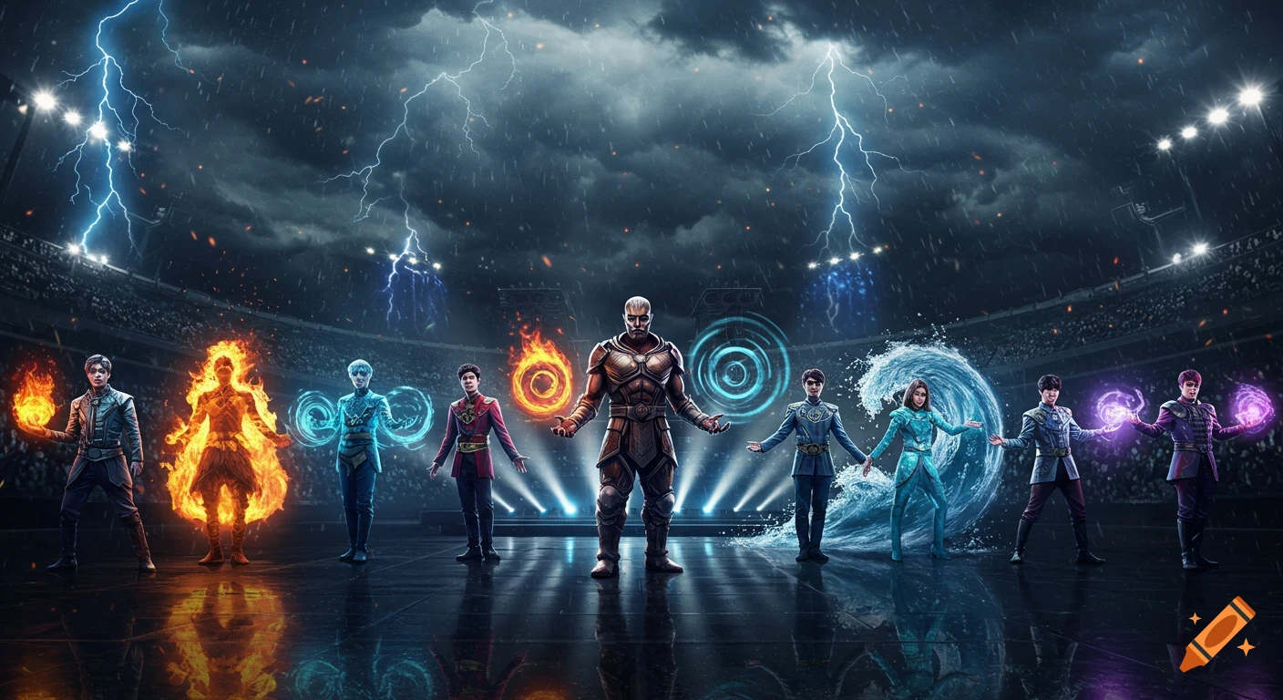 Elemental heroes display powers of fire, water, lightning, and energy ...