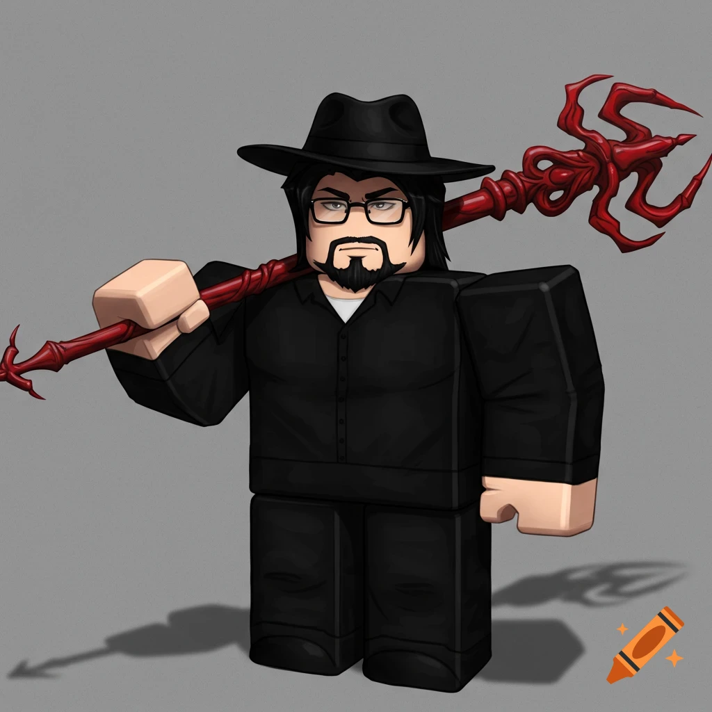 A Roblox character wearing a black fedora, glasses, shirt, and pants ...