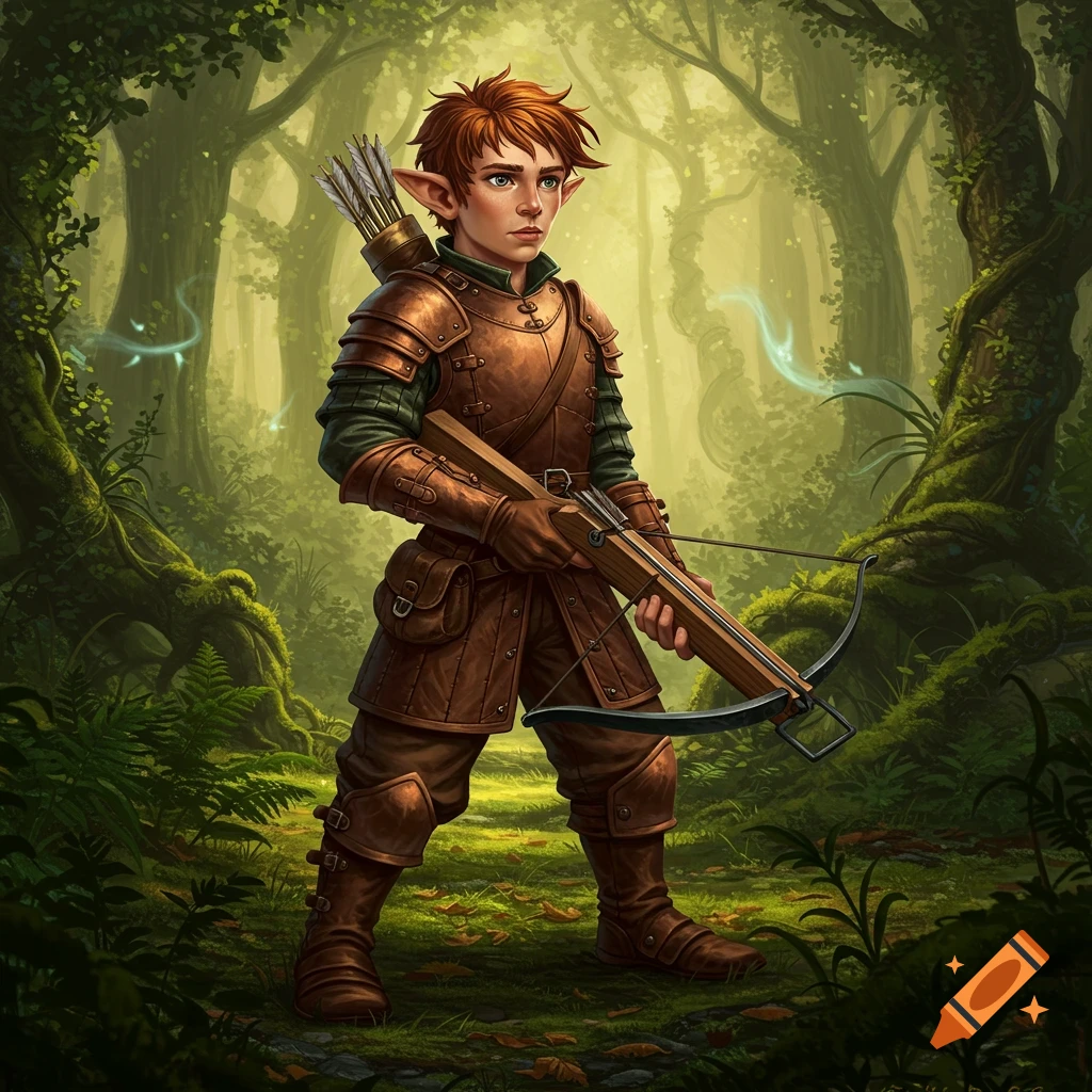A photorealistic illustration of a young elf-like fantasy character ...