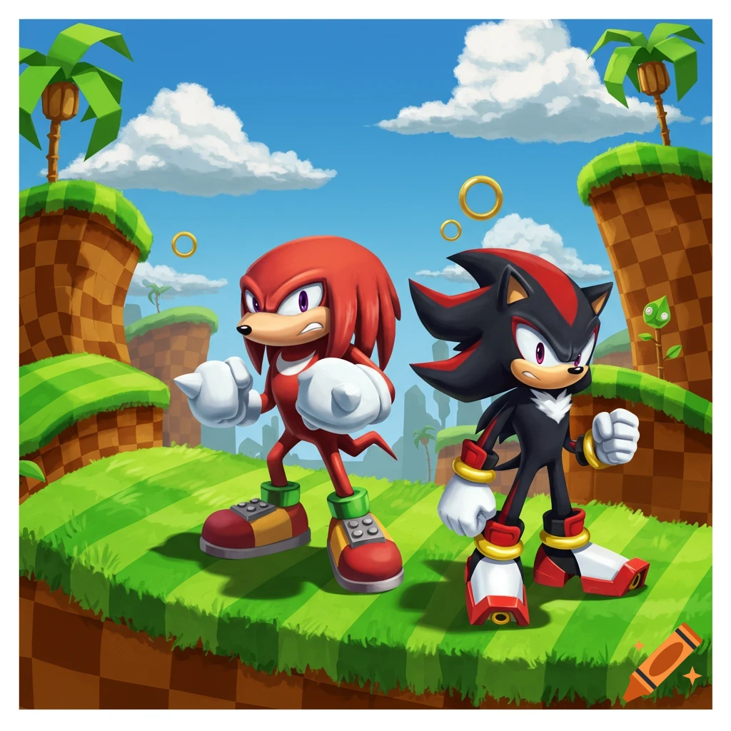 Knuckles the Echidna and Shadow the Hedgehog stand ready in the iconic ...