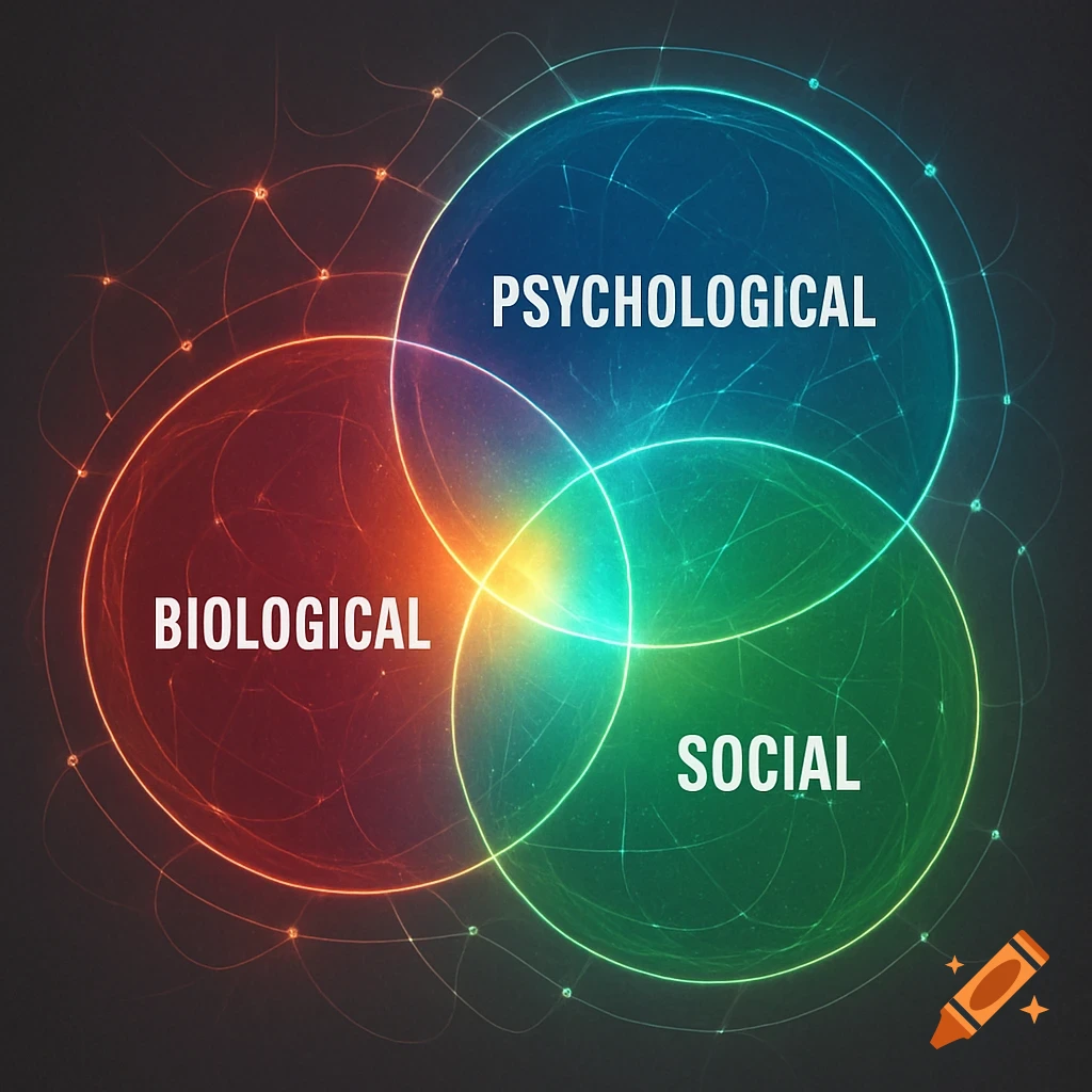 A vibrant Venn diagram illustrating a model with three overlapping ...
