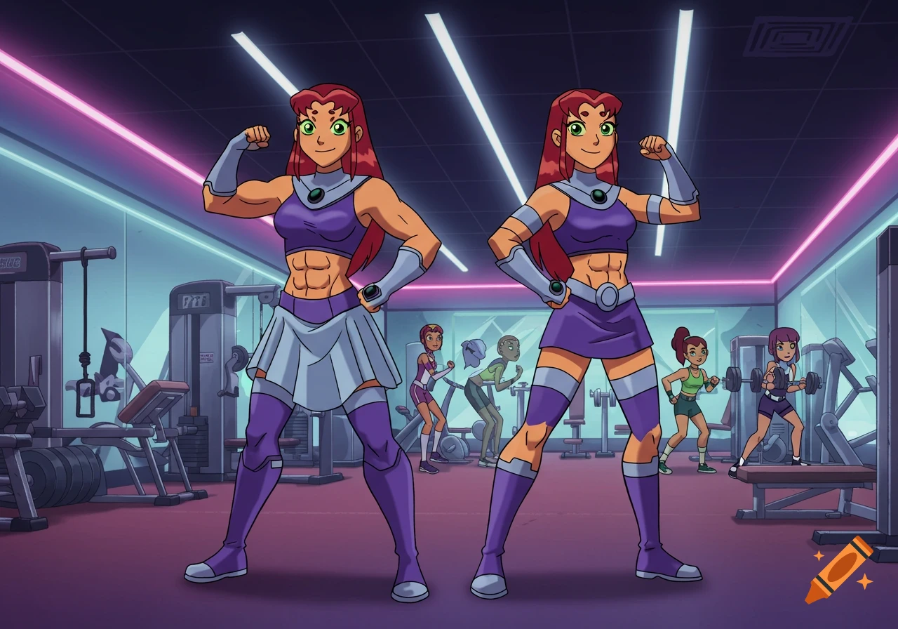 Animated style image of two red-haired women resembling Starfire ...
