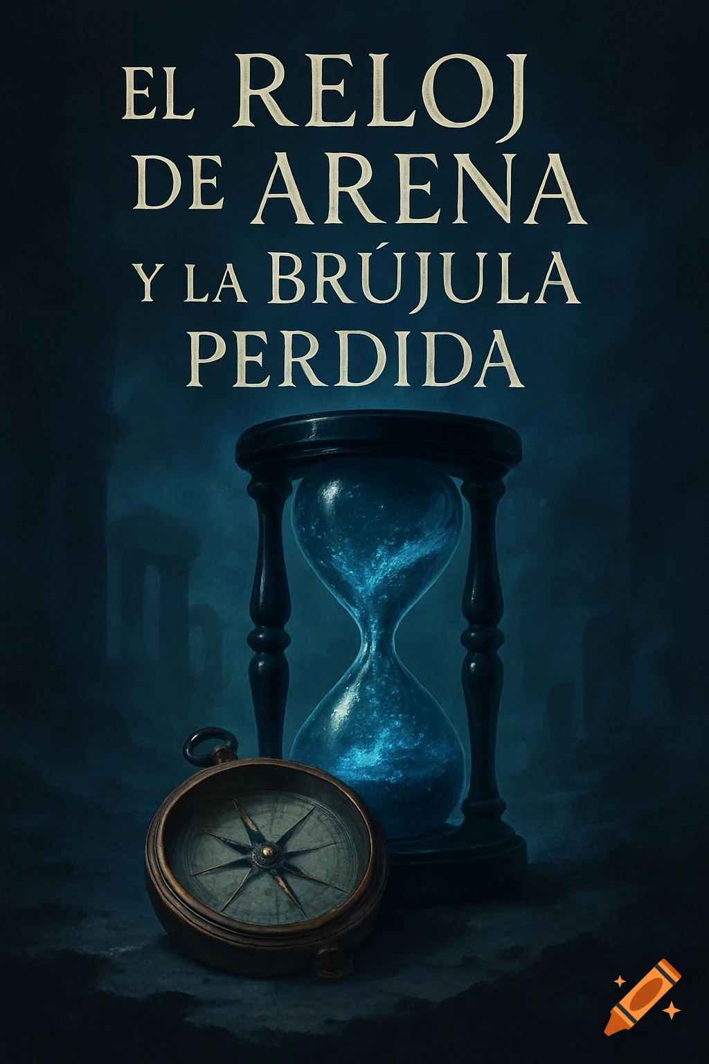 A dark fantasy book cover showing an antique hourglass with glowing ...