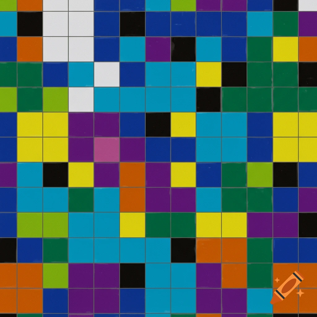 A vibrant grid pattern made of randomly arranged squares in various ...