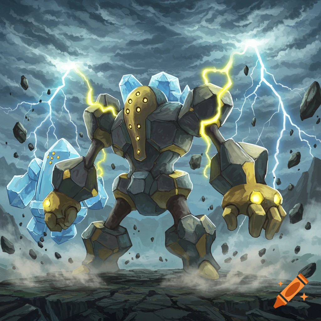 A formidable Regi Pokémon fusion, made of ice, rock, and metal ...