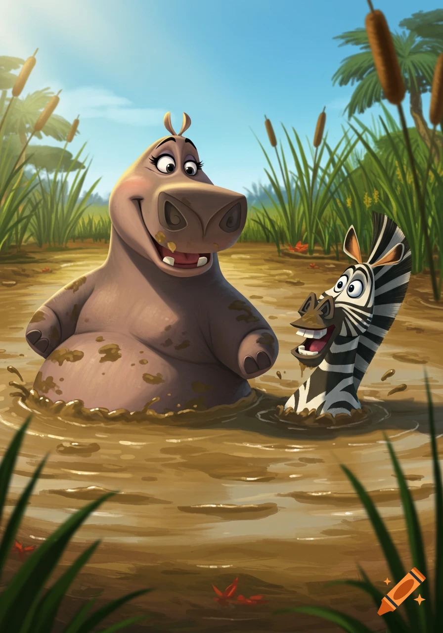 Cartoon image of Gloria the hippo and Marty the zebra from Madagascar ...