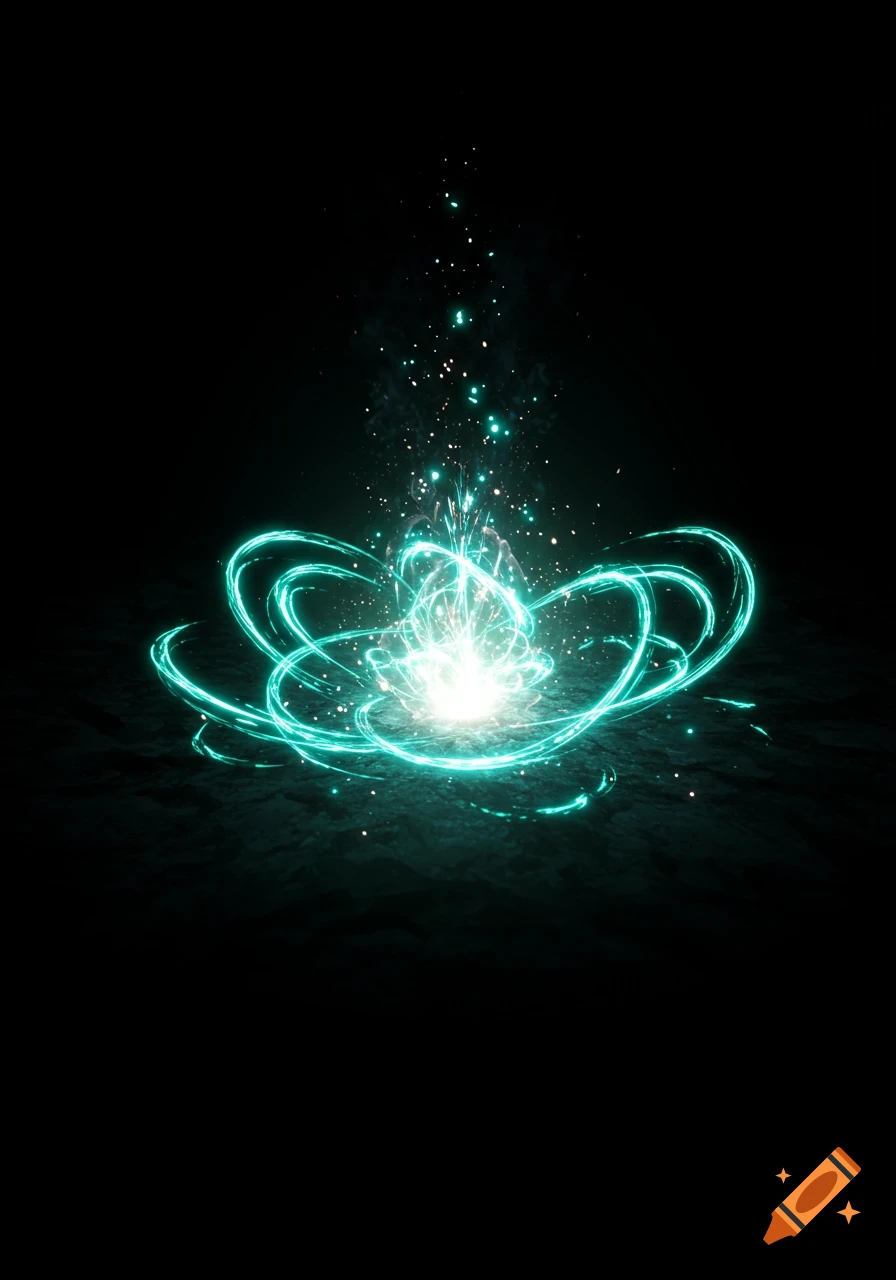 A glowing ethereal healing spell with swirling cyan energy and ...