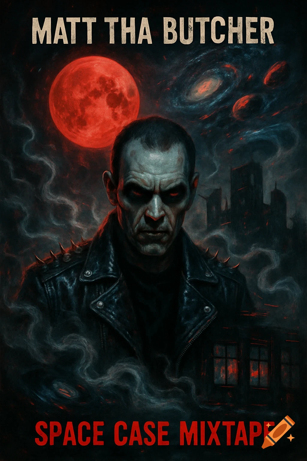 Horrorcore album cover art featuring a grim, zombie-like man with red ...