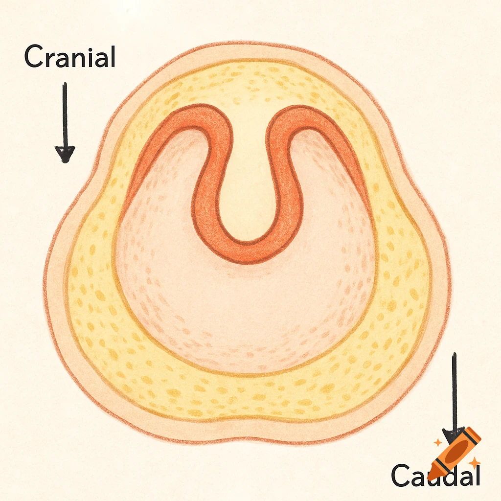 Simple illustration of an embryonic neural tube cross-section with ...