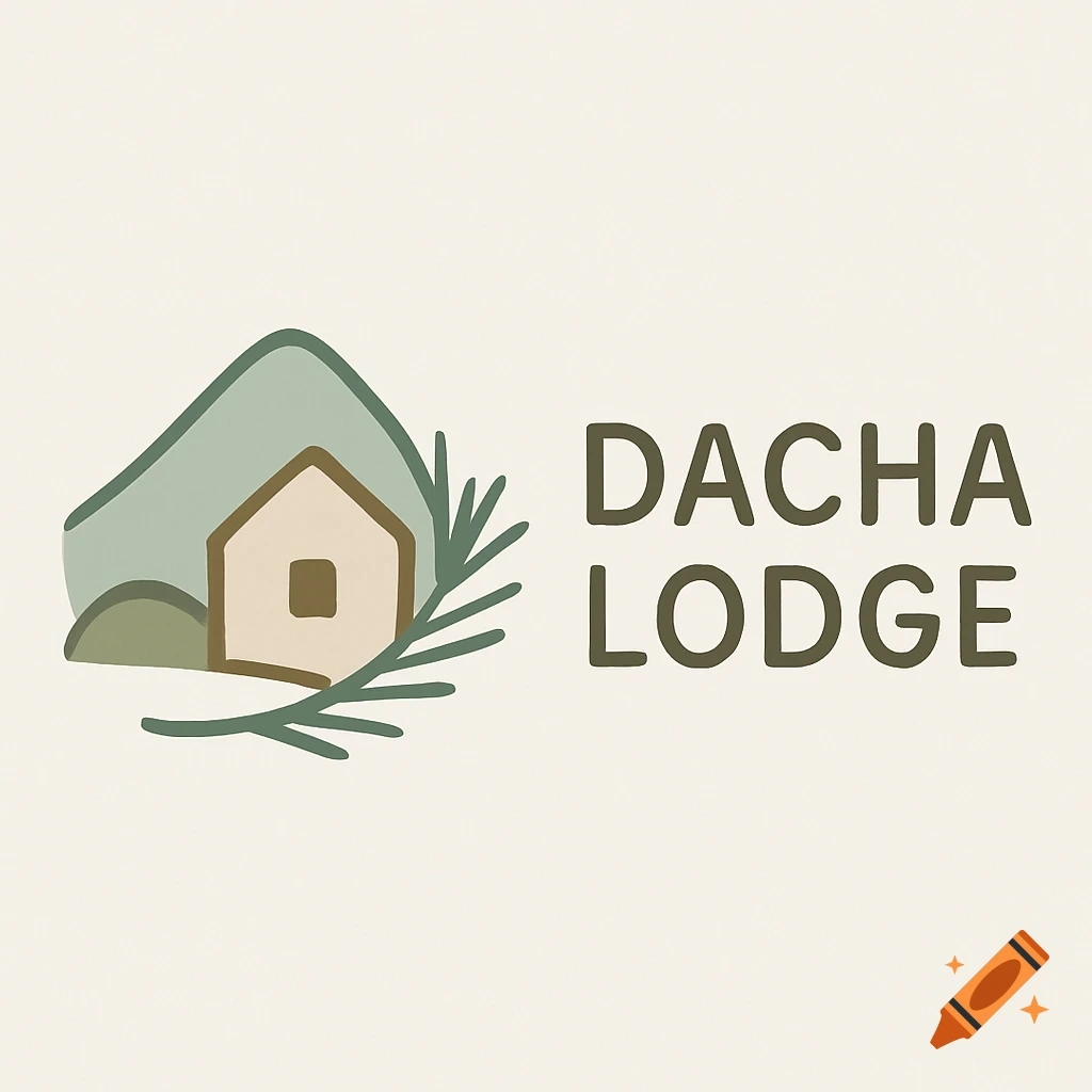 A minimalist logo for Dacha Lodge, featuring an abstract house and ...