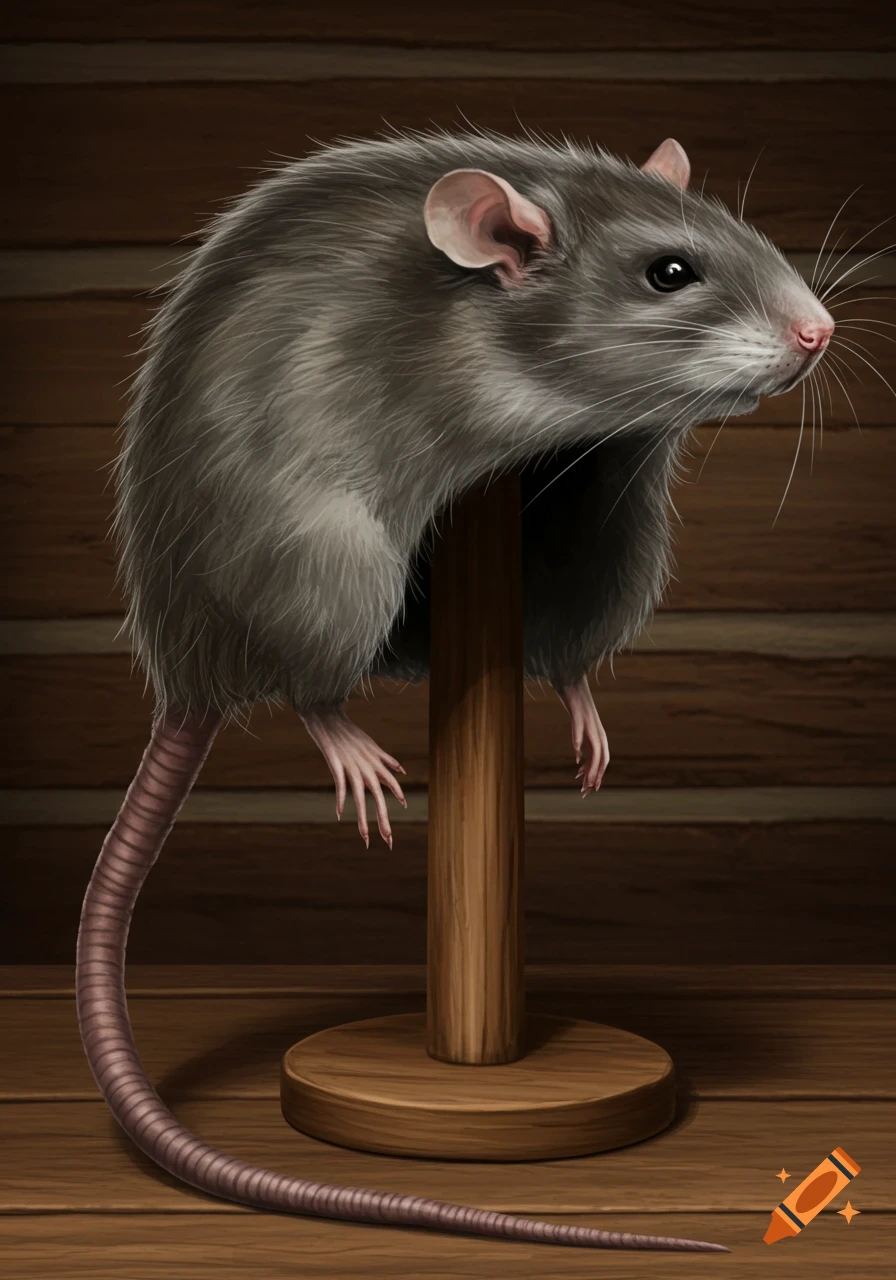 A photorealistic illustration of a rat's skin and tail fashioned into a ...