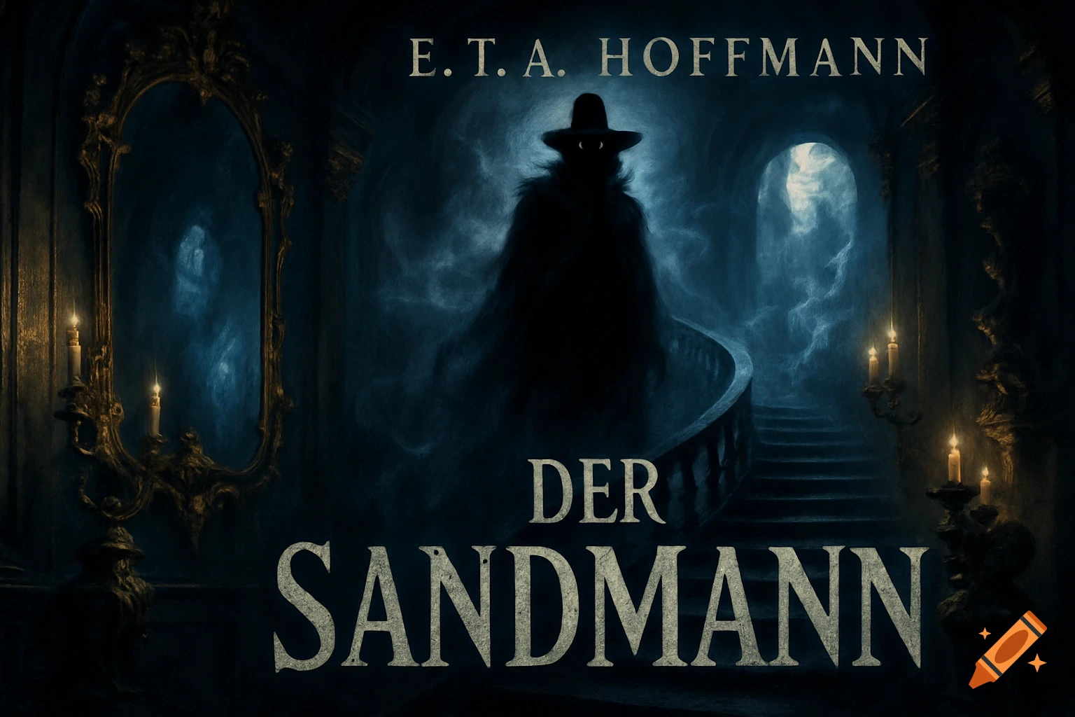 Dark gothic book cover featuring a shadowy figure in a hat on a winding ...