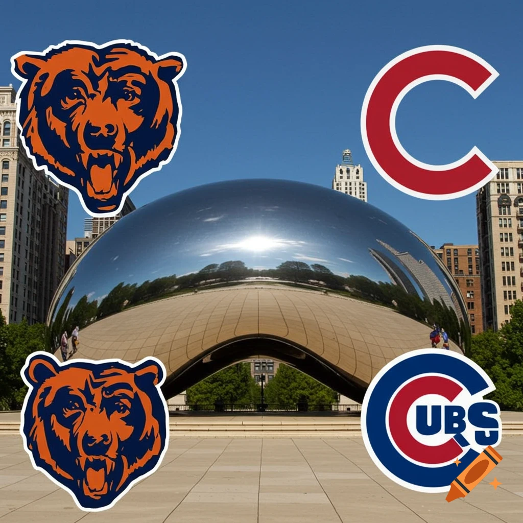 A photorealistic image of Chicago's Cloud Gate sculpture with overlaid ...