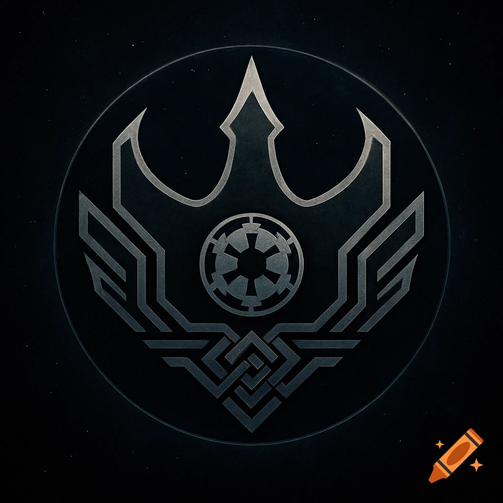 A dark, metallic Star Wars Imperial warlord faction logo in a circular ...