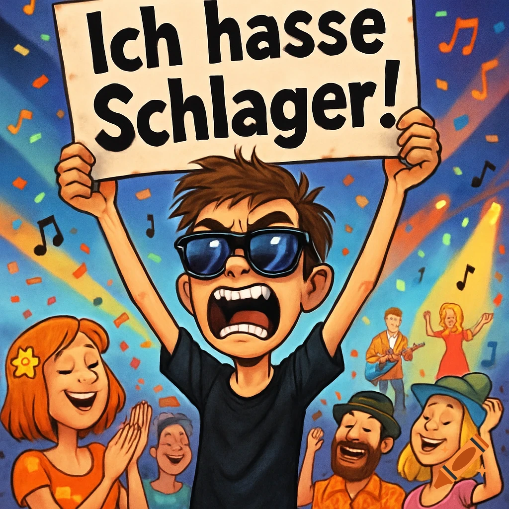 A cartoon of a young man in sunglasses yelling and holding a sign that ...